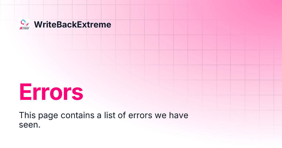 Errors | WriteBackExtreme