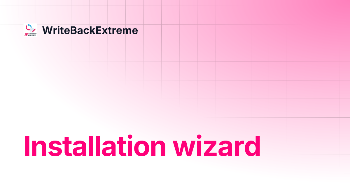 Installation wizard | WriteBackExtreme