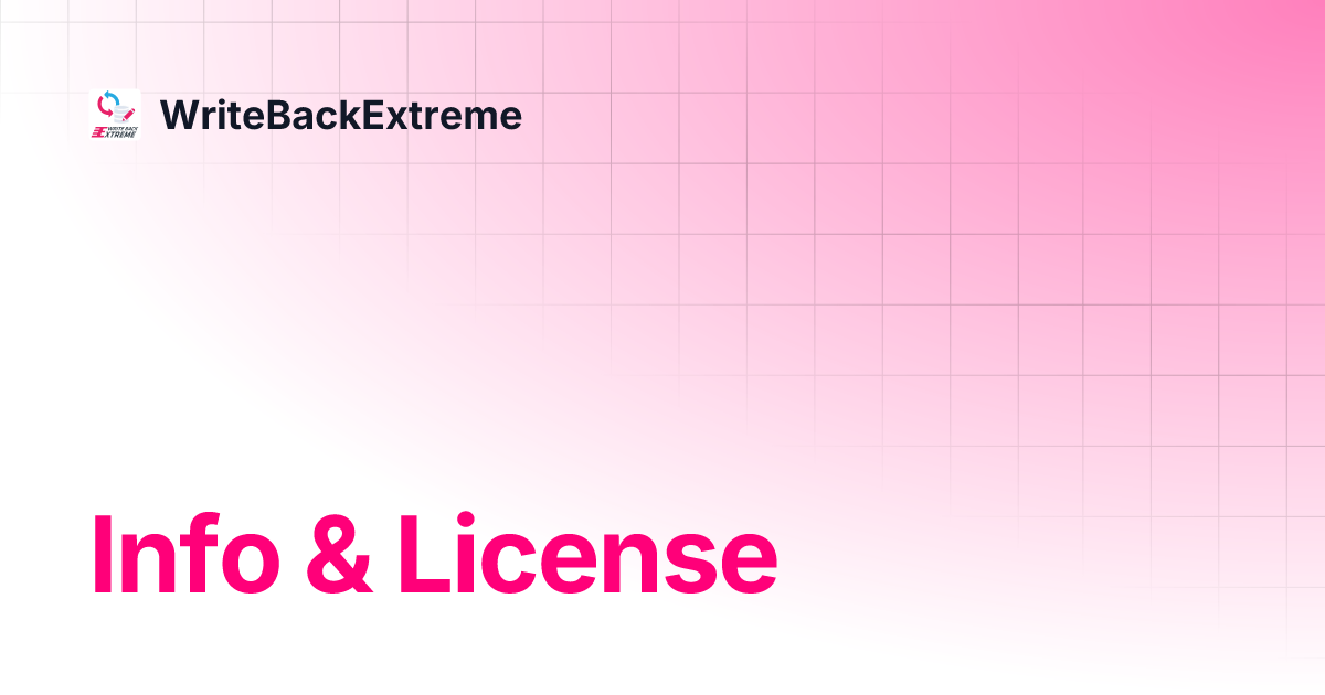 Info & License | WriteBackExtreme